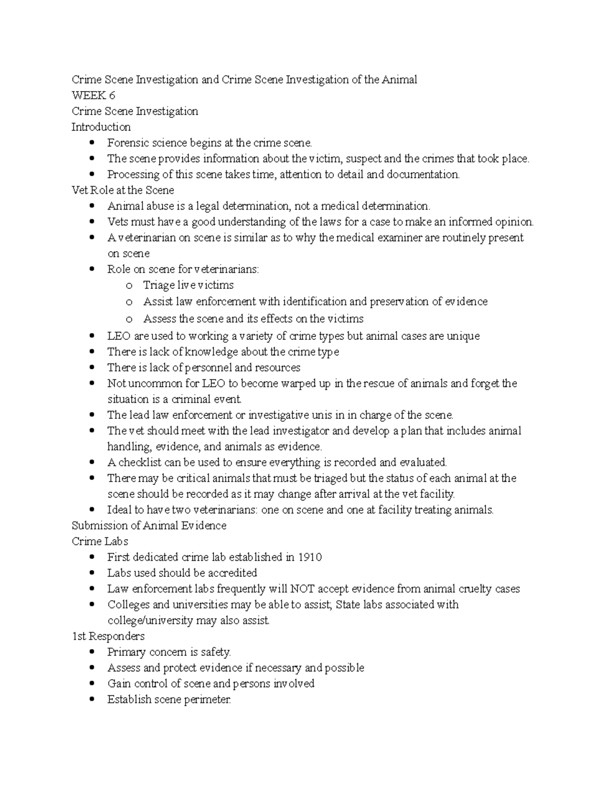 Week 6 A notes CSI - Crime Scene Investigation - Crime Scene ...