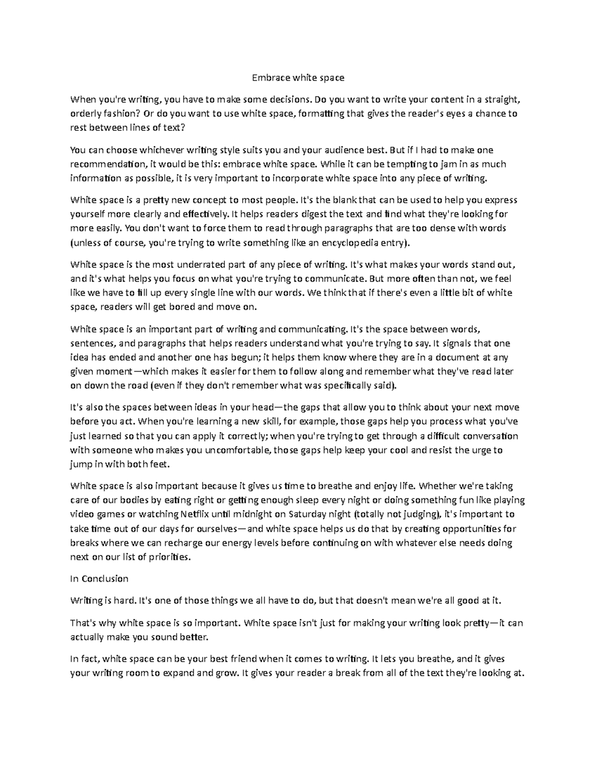 Embrace-white-space - This is an article that talks about the ...