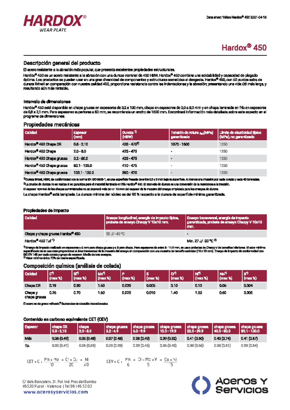Hardox-450 - Ciencia de Los Materiales - C/ dels Bancalets, 31. Pol ...