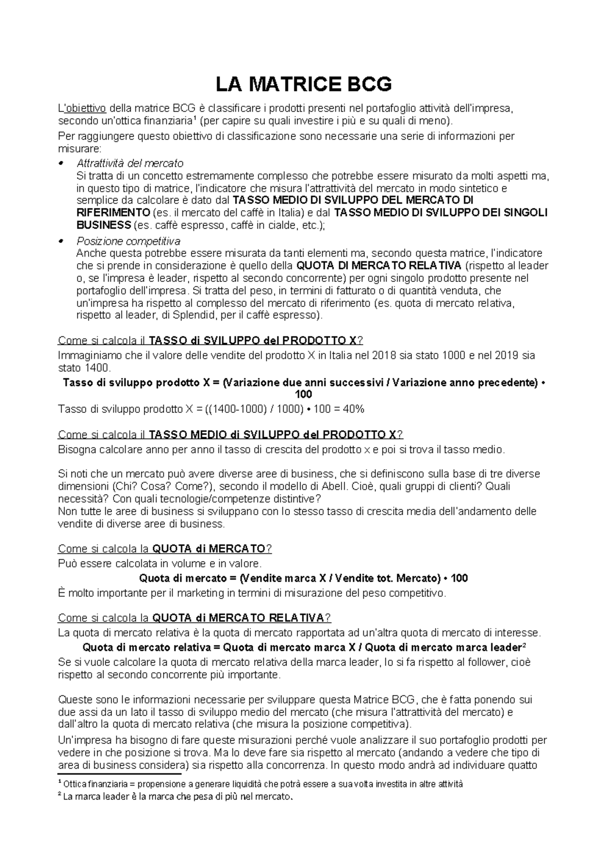 Matrice BCG e Quota di mercato - LA MATRICE BCG L’obiettivo della ...