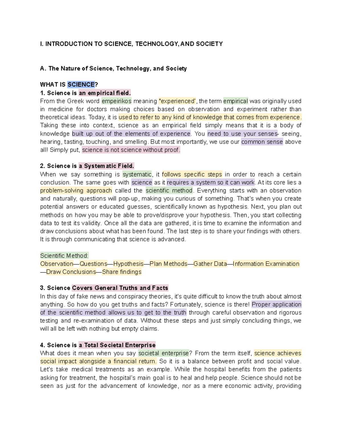 STS—I. Introduction TO Science, Technology, AND Society - I ...