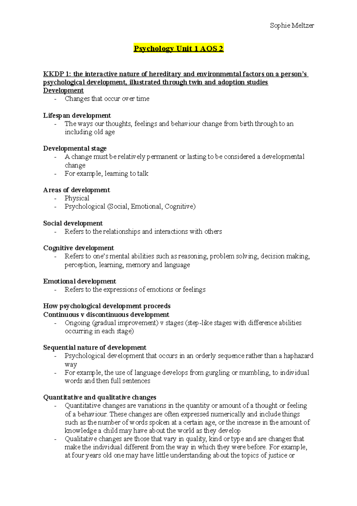 U1 AOS 2 notes - xyzzy - Psychology Unit 1 AOS 2 KKDP 1: the ...