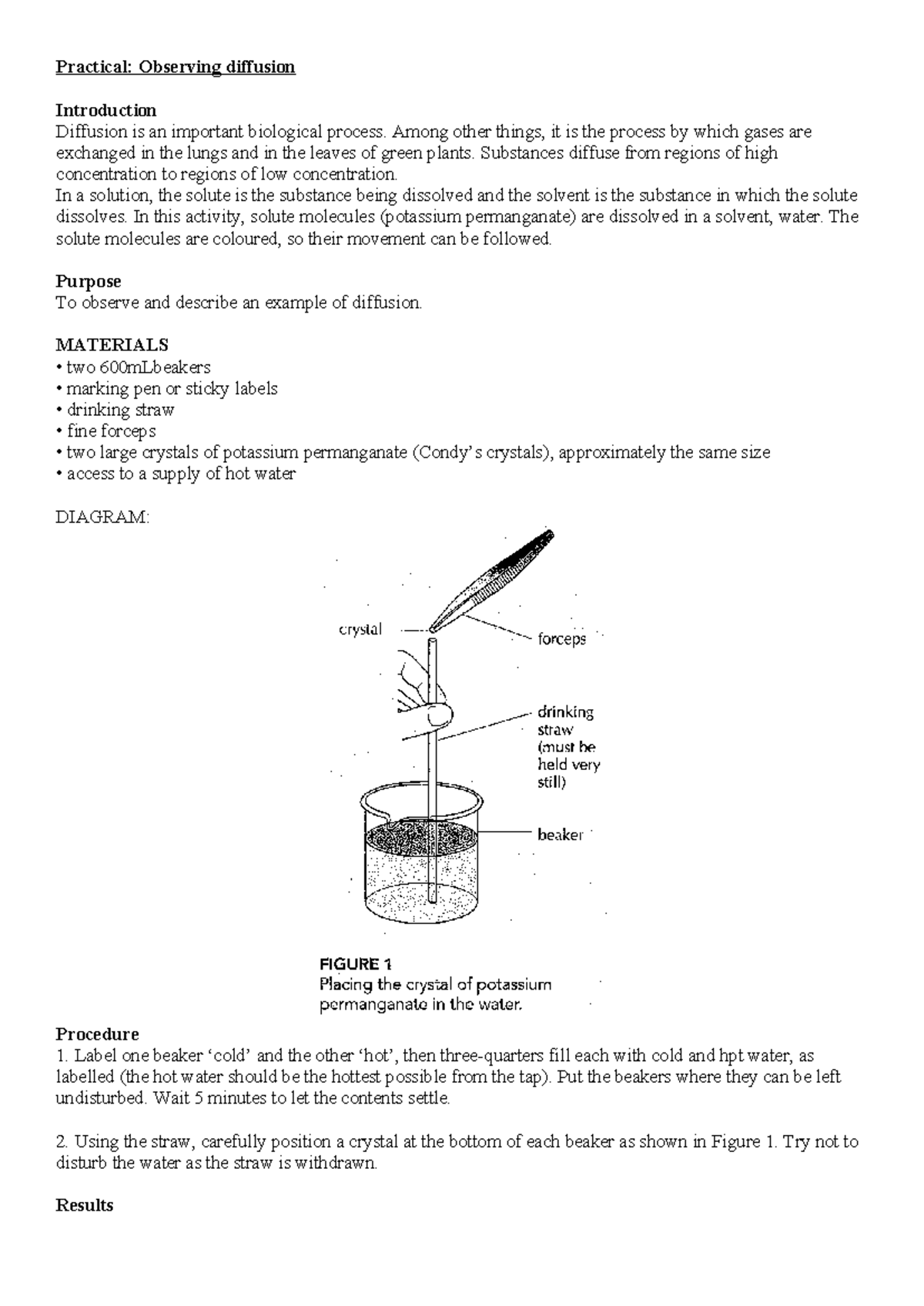 Practical modelling diffusion - Practical: Observing diffusion ...