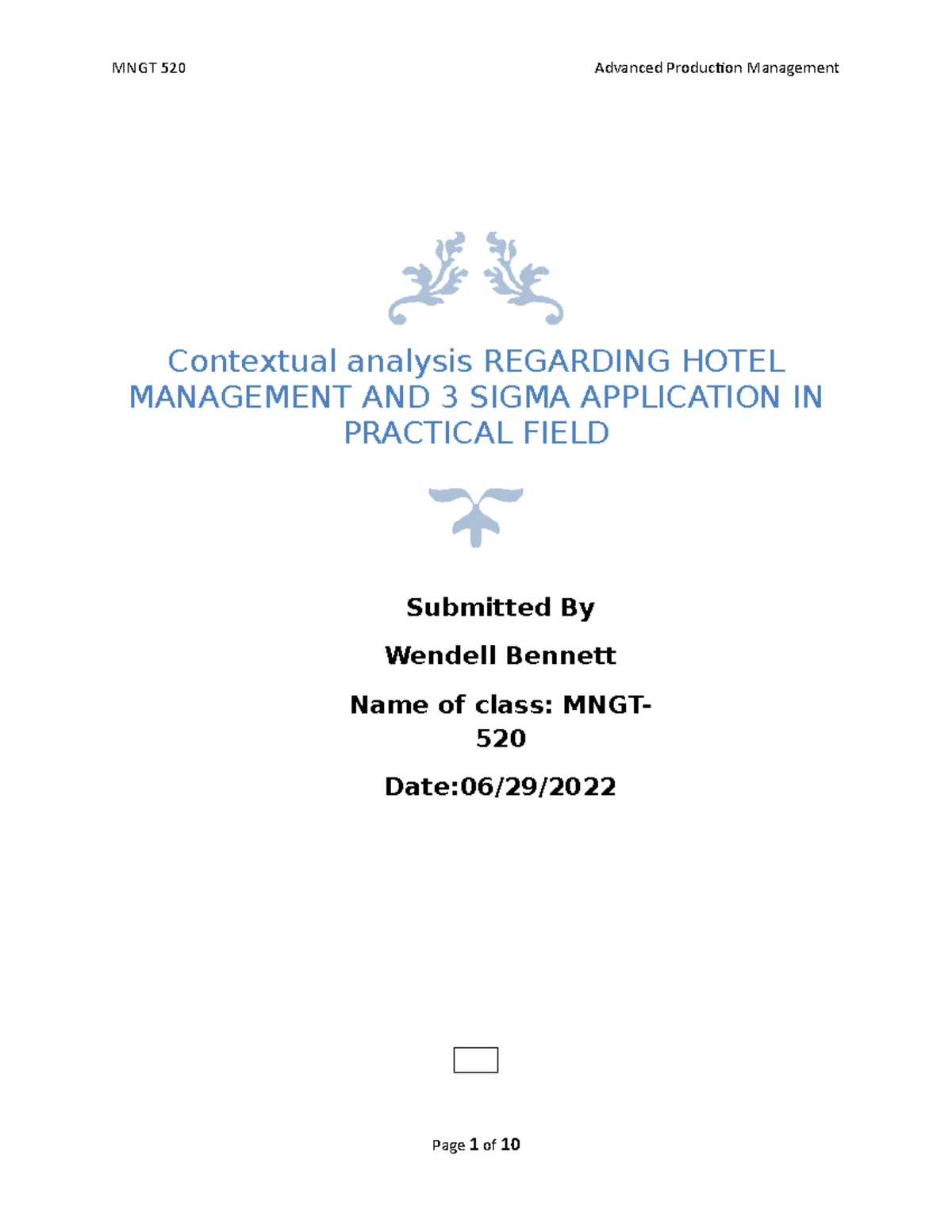 Case study of hotel - Contextual analysis REGARDING HOTEL MANAGEMENT ...