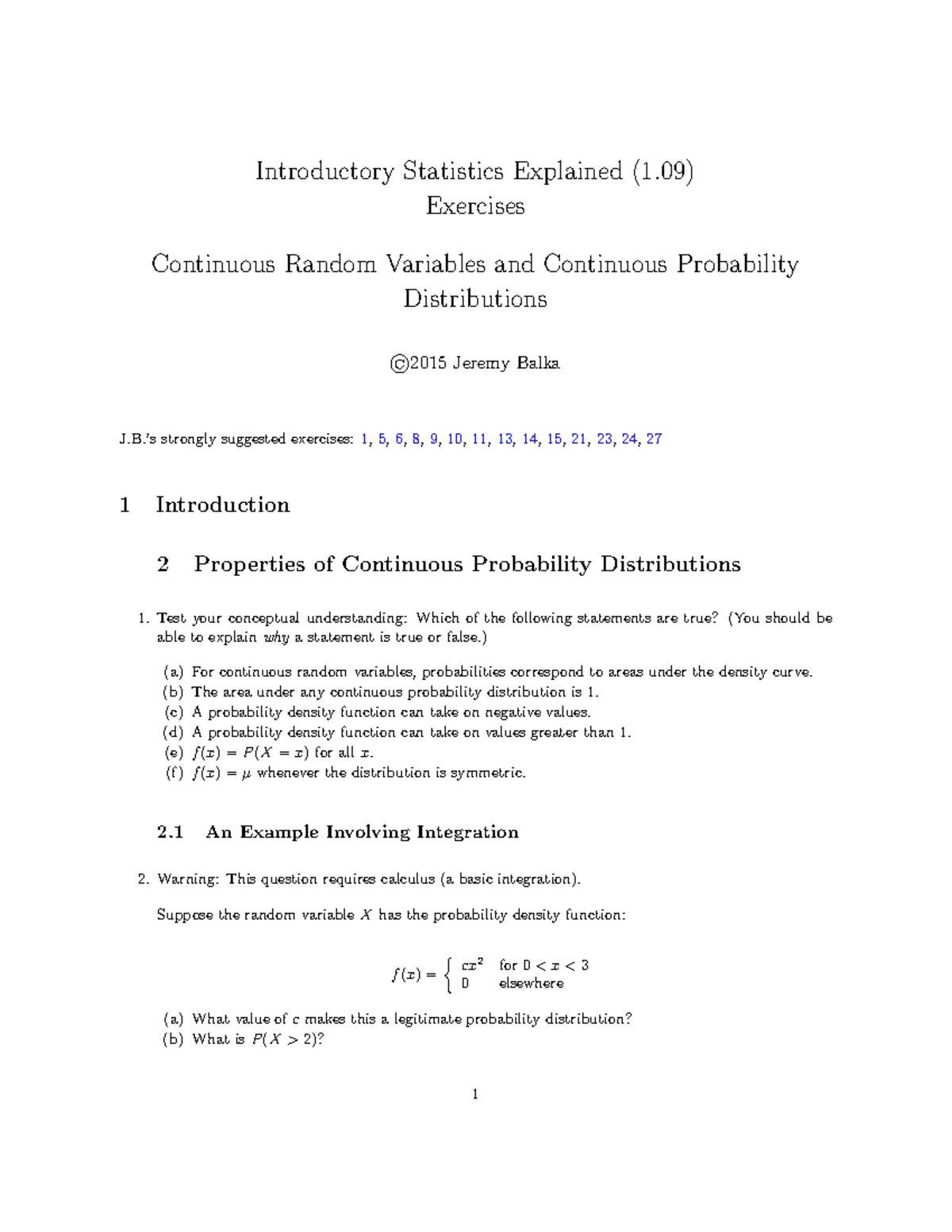 Unit5 Continuous RV Exercises - Introductory Statistics Explained (1 ...