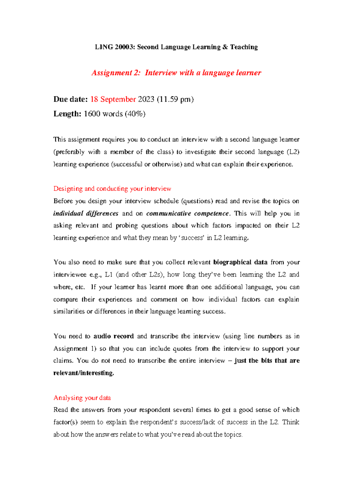 Assignment 2 instructions (2023) - LING 20003: Second Language Learning ...