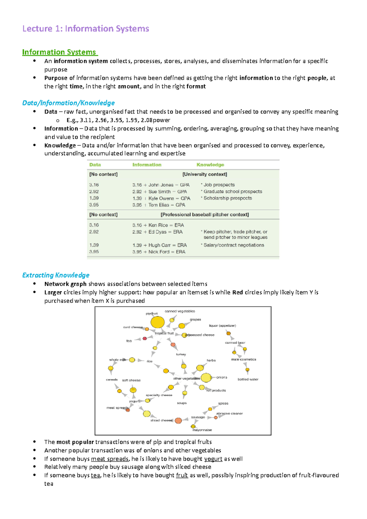 Intro to Information Systems notes - Lecture 1: Information Systems ...