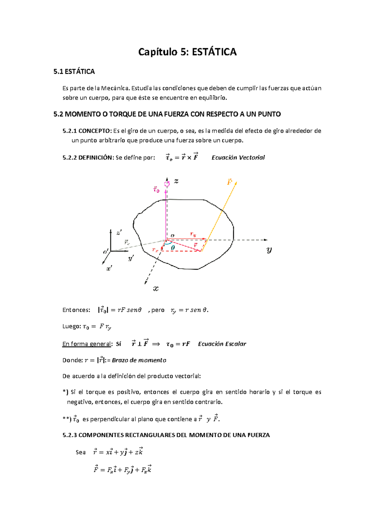 F I cap 5 Estática - Ejercicios resueltos - Capítulo 5: ESTÁTICA 5 ESTÁTICA Es parte de la ...