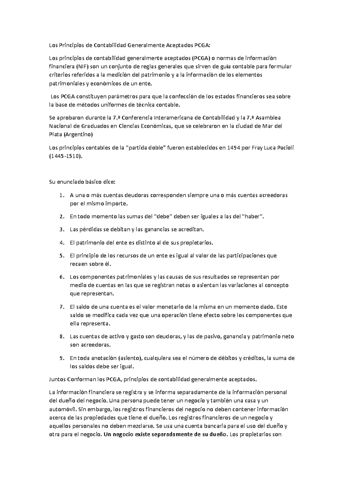 Los Principios de Contabilidad Generalmente Aceptados PCGA - Los PCGA ...