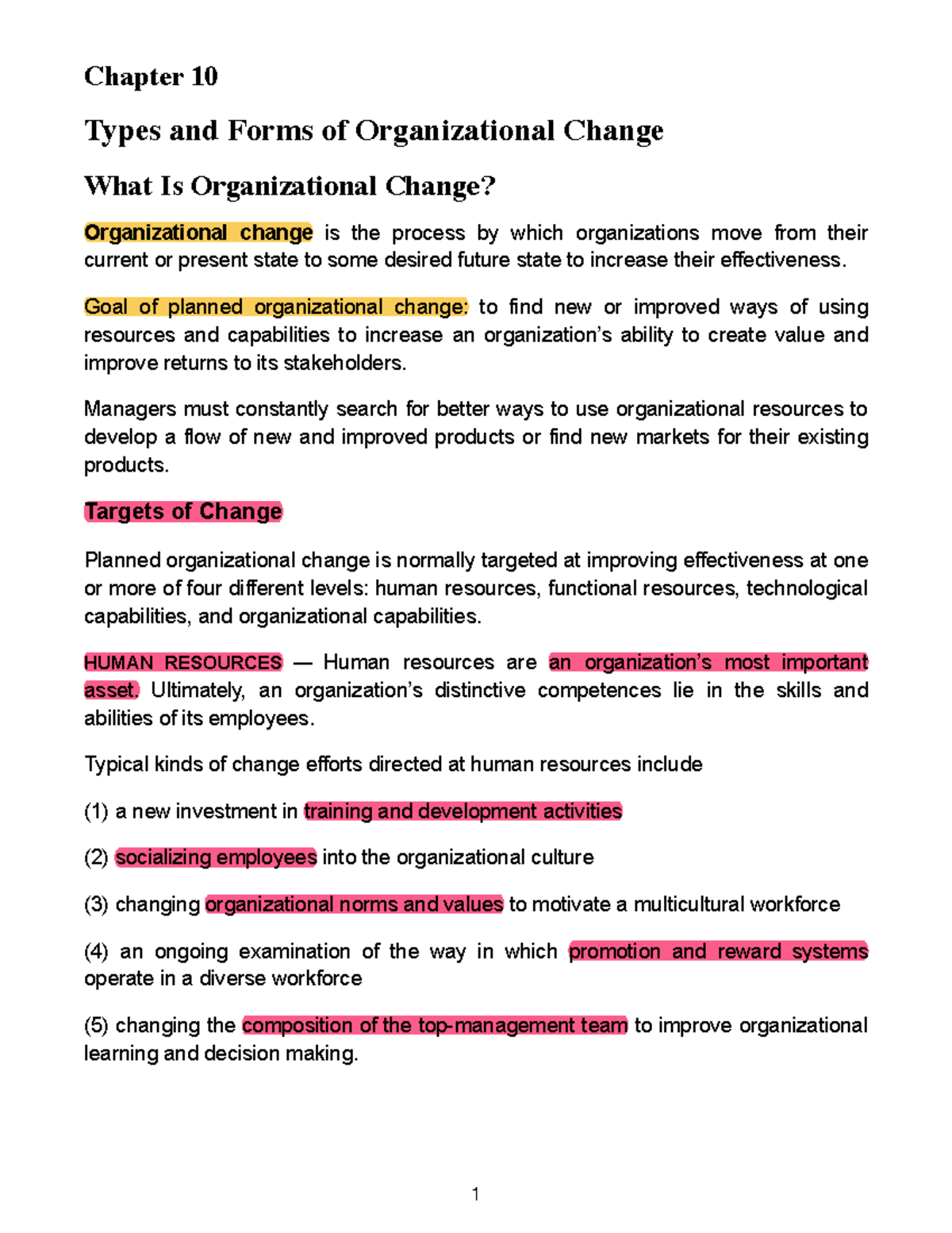 Chapter 10 pdf - Chapter 10 Types and Forms of Organizational Change ...