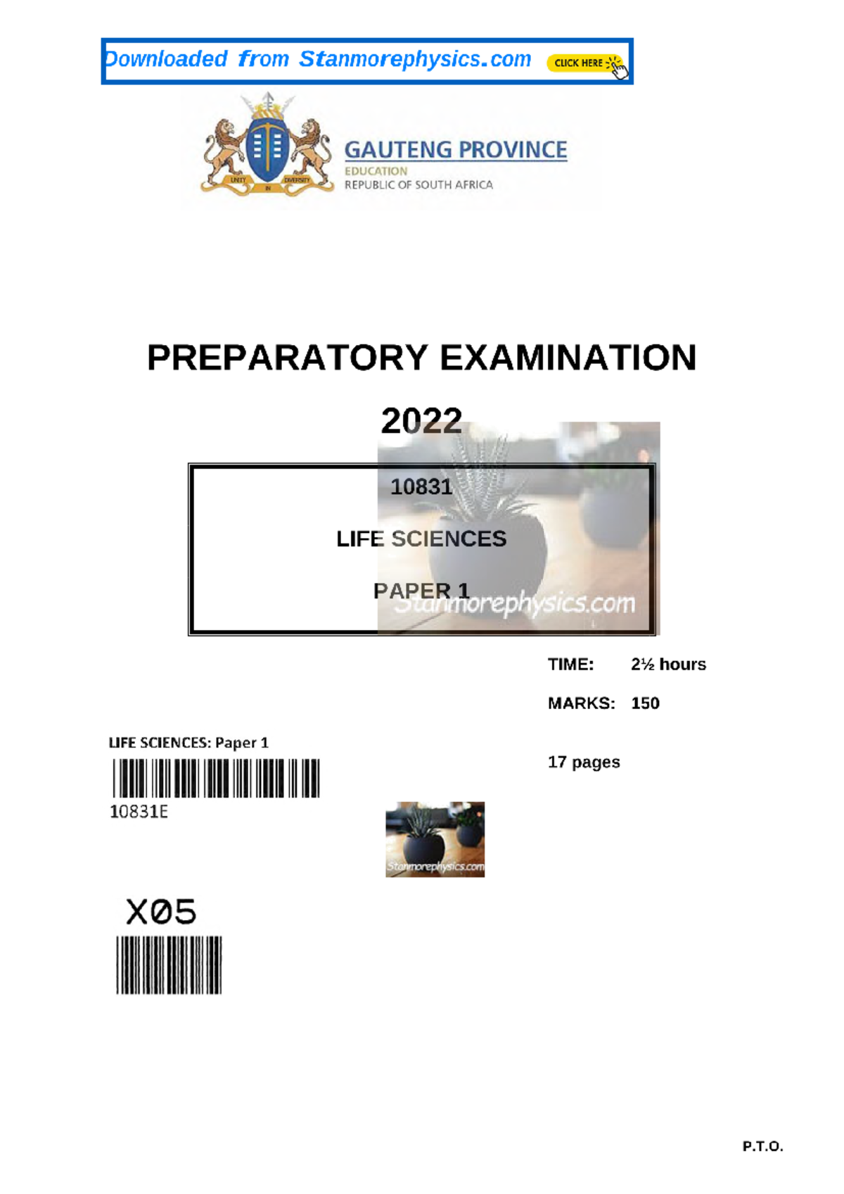 Gauteng Life Sciences Grade 12 SEPT 2022 P1 and Memo - Downloaded from ...