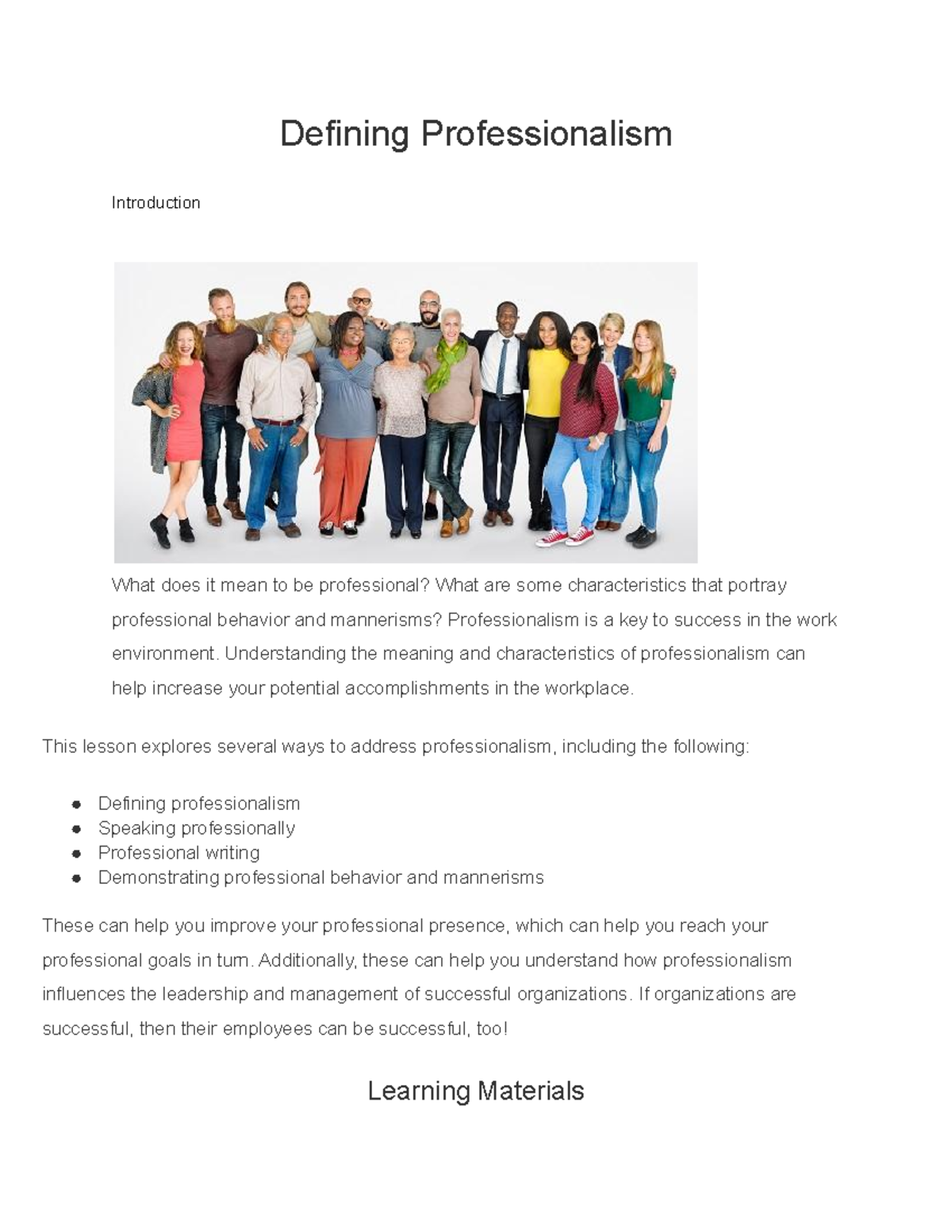 Defining Professionalism - Defining Professionalism Introduction What ...