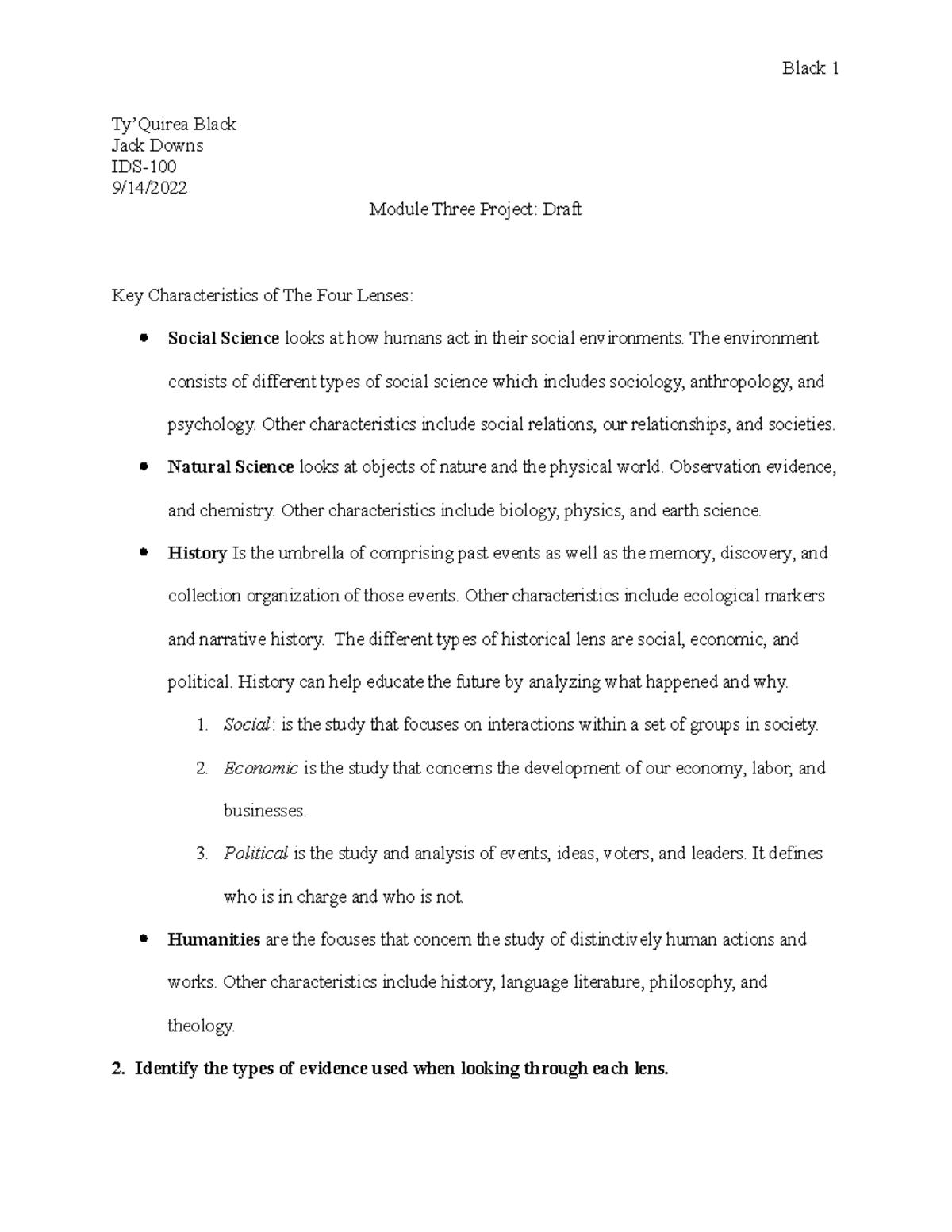 Module 3 Project Draft - Black 1 Ty’Quirea Black Jack Downs IDS- 9/14/2022 Module Three Project ...