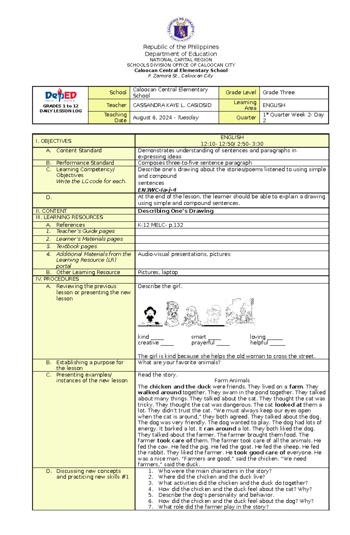 ENG - teacher lesson plan - Republic of the Philippines Department of ...