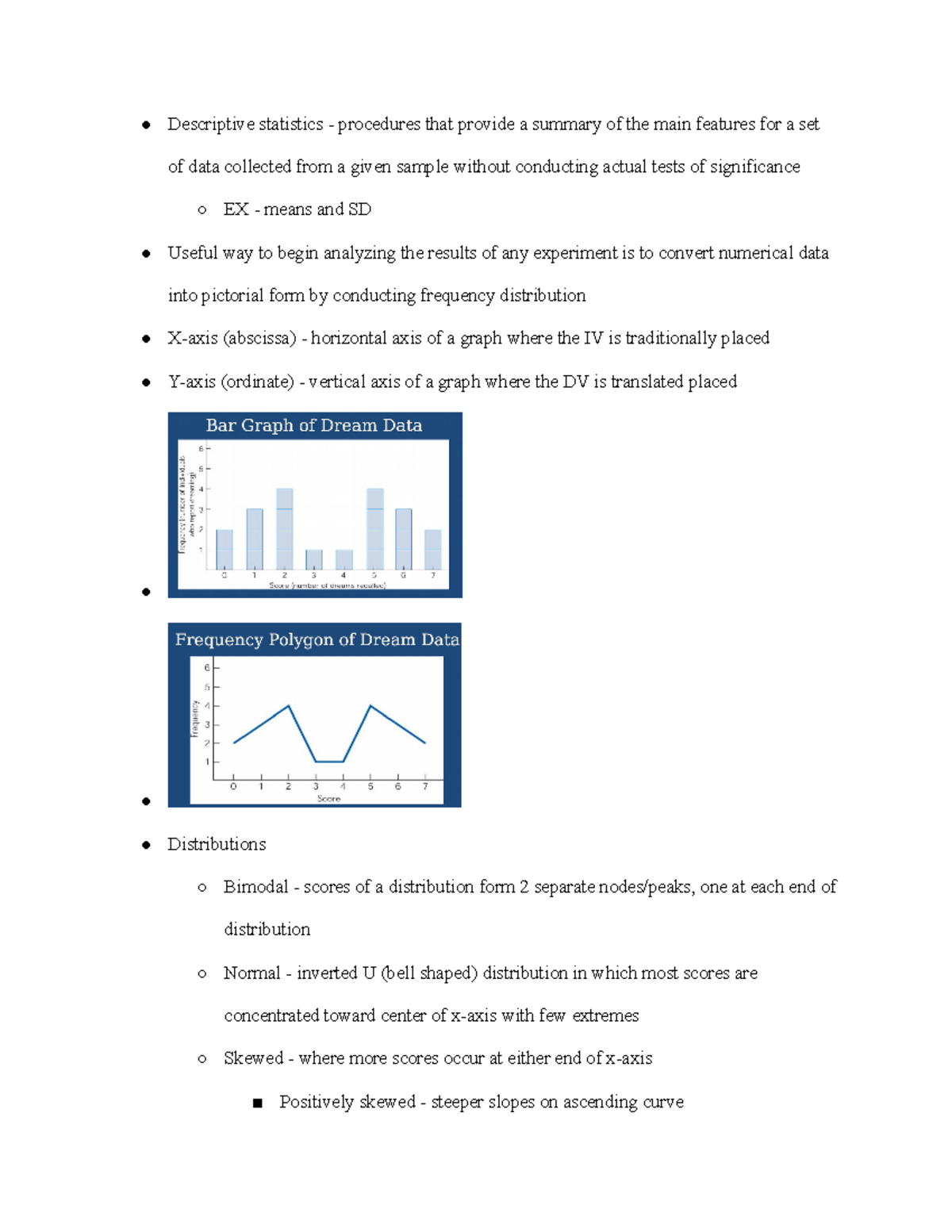 PSY 205 - 9 13-9 15, 9 20 (Stats Modules) Notes - Descriptive ...