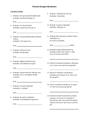 Level 2 3 Dosage Calculation Practice Problems - Reconstitution Dosage ...