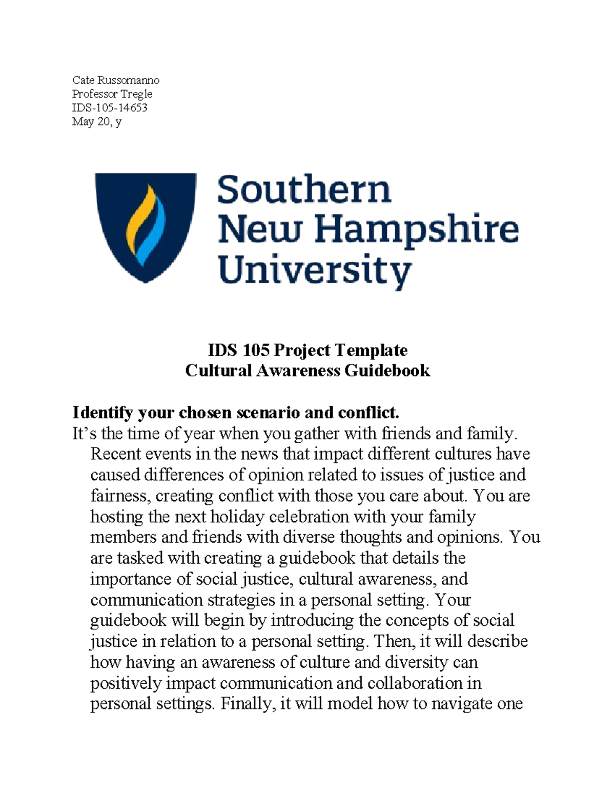 IDS 105 Project Template Cultural Awareness Guidebook - Cate Russomanno ...