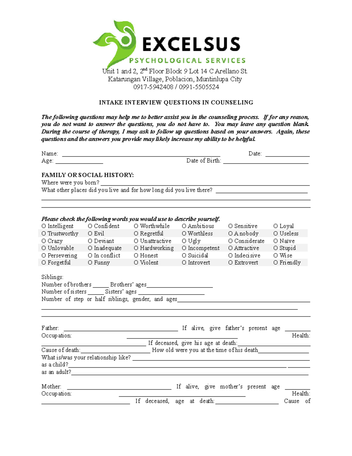 Intake- Interview - Katarungan Village, Poblacion, Muntinlupa City 0917 ...