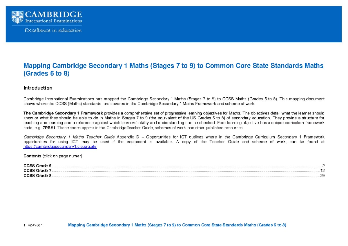Sec1 Maths Mapping CCSS v2 210814 tcm143-354027 - Mapping Cambridge ...