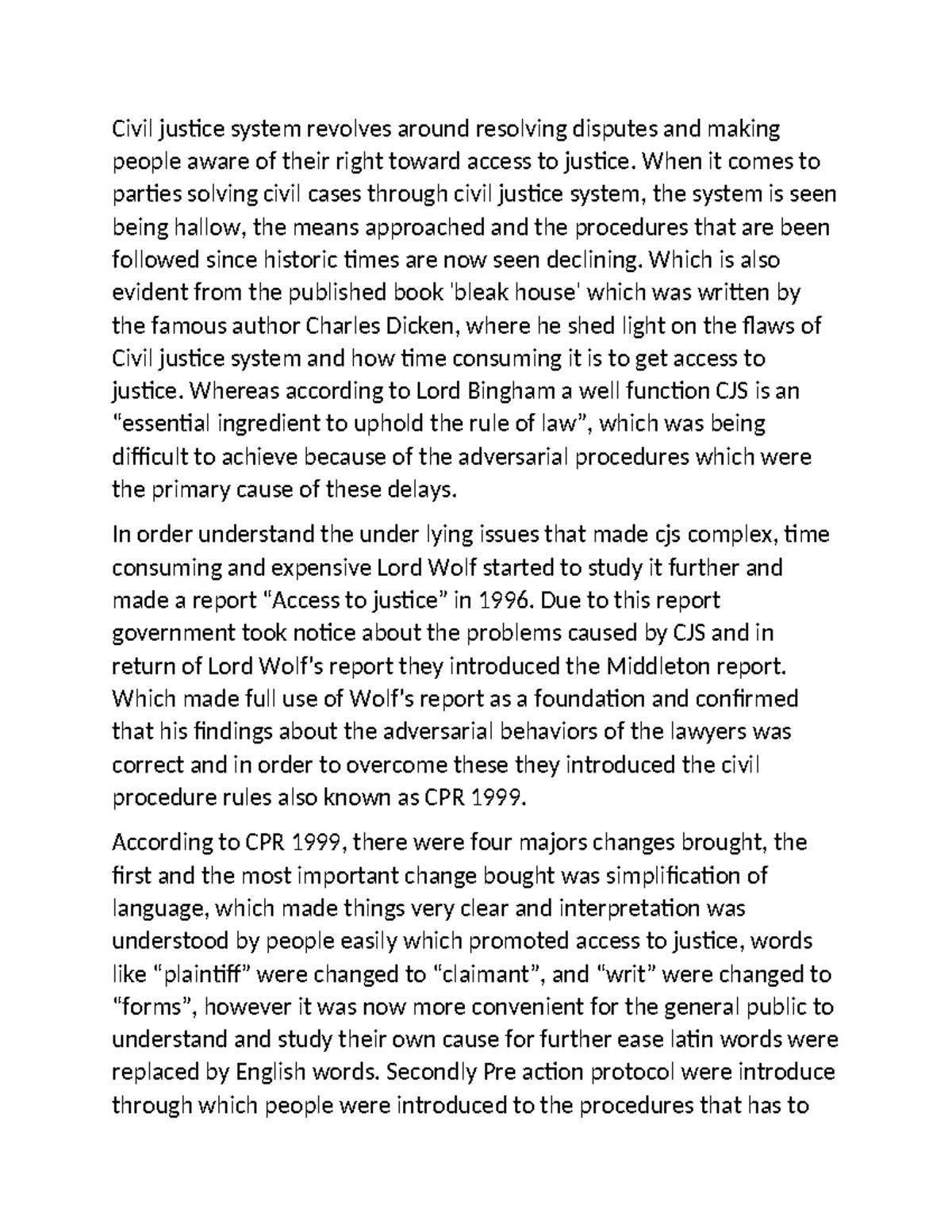 CJS V ADR FINal - answer - Civil justice system revolves around ...