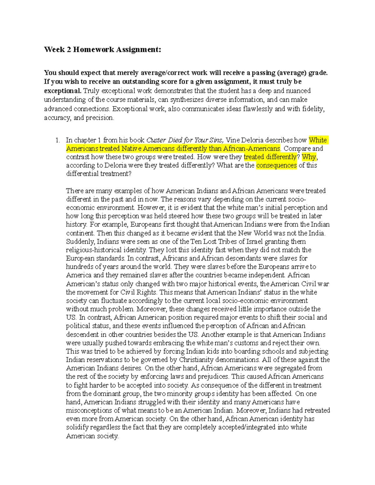 Week 2 Homework Assignment - Week 2 Homework Assignment: You should expect that merely - Studocu