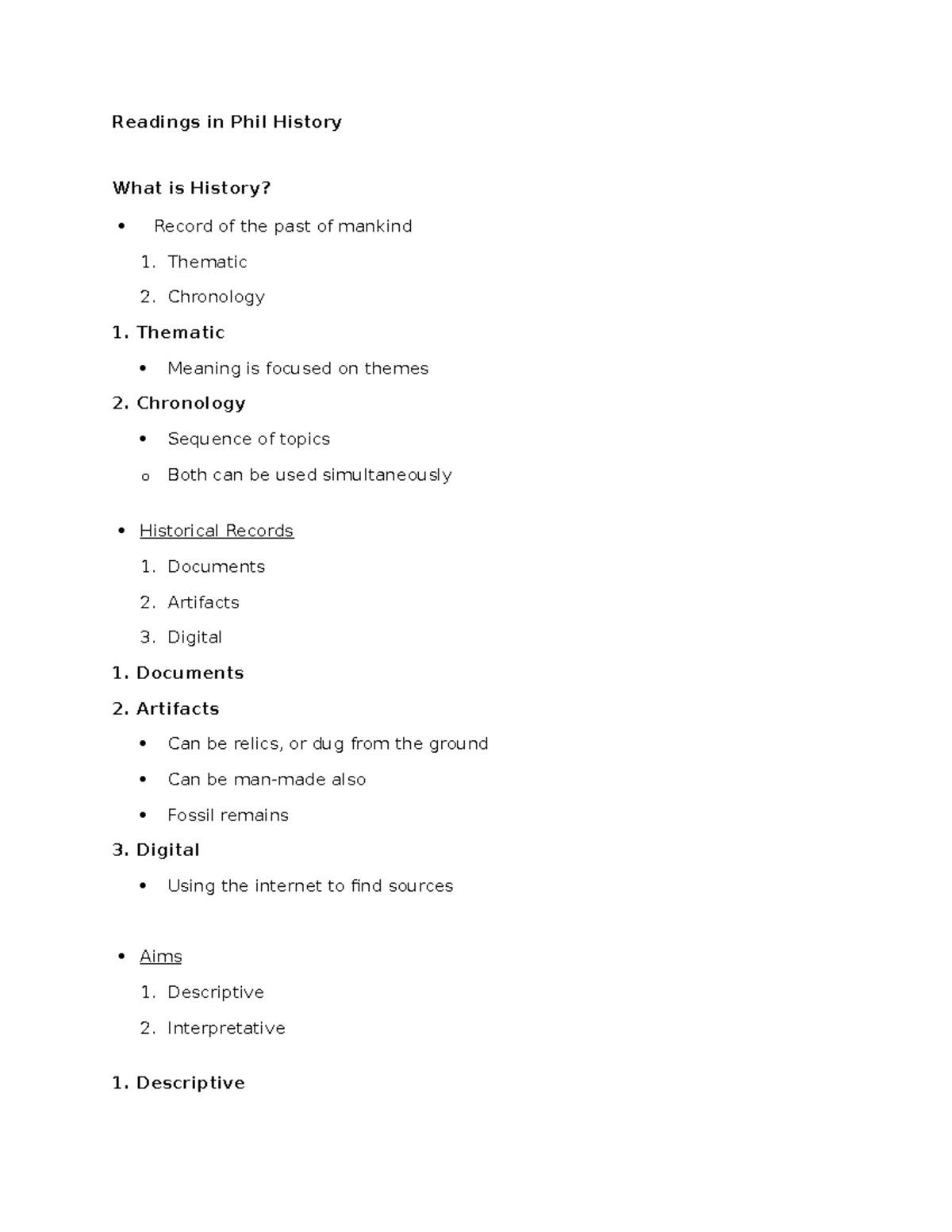 What is history - notes - Readings in Phil History What is History ...