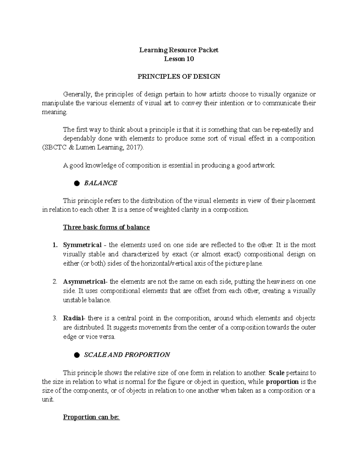 Principles of Design - Art Appreciation - PangSU - Studocu