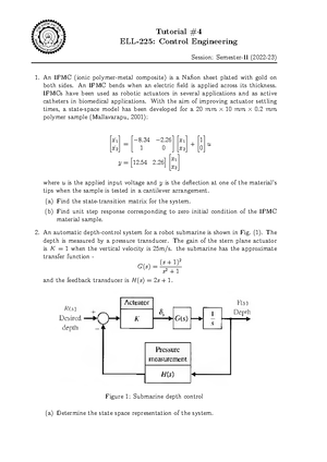 ELL225 Tutorial 1 - Control Engineering - Tutorial ELL-225: Control Engineering Session ...