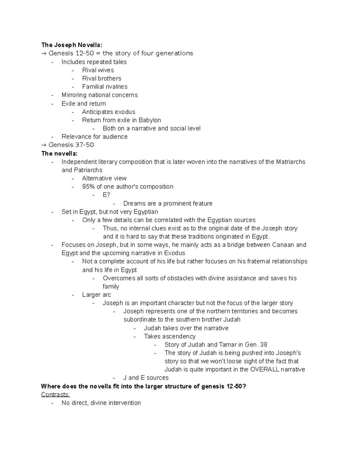 THEO 231- the joseph novella lecture notes Feb. 7 - The Joseph Novella ...