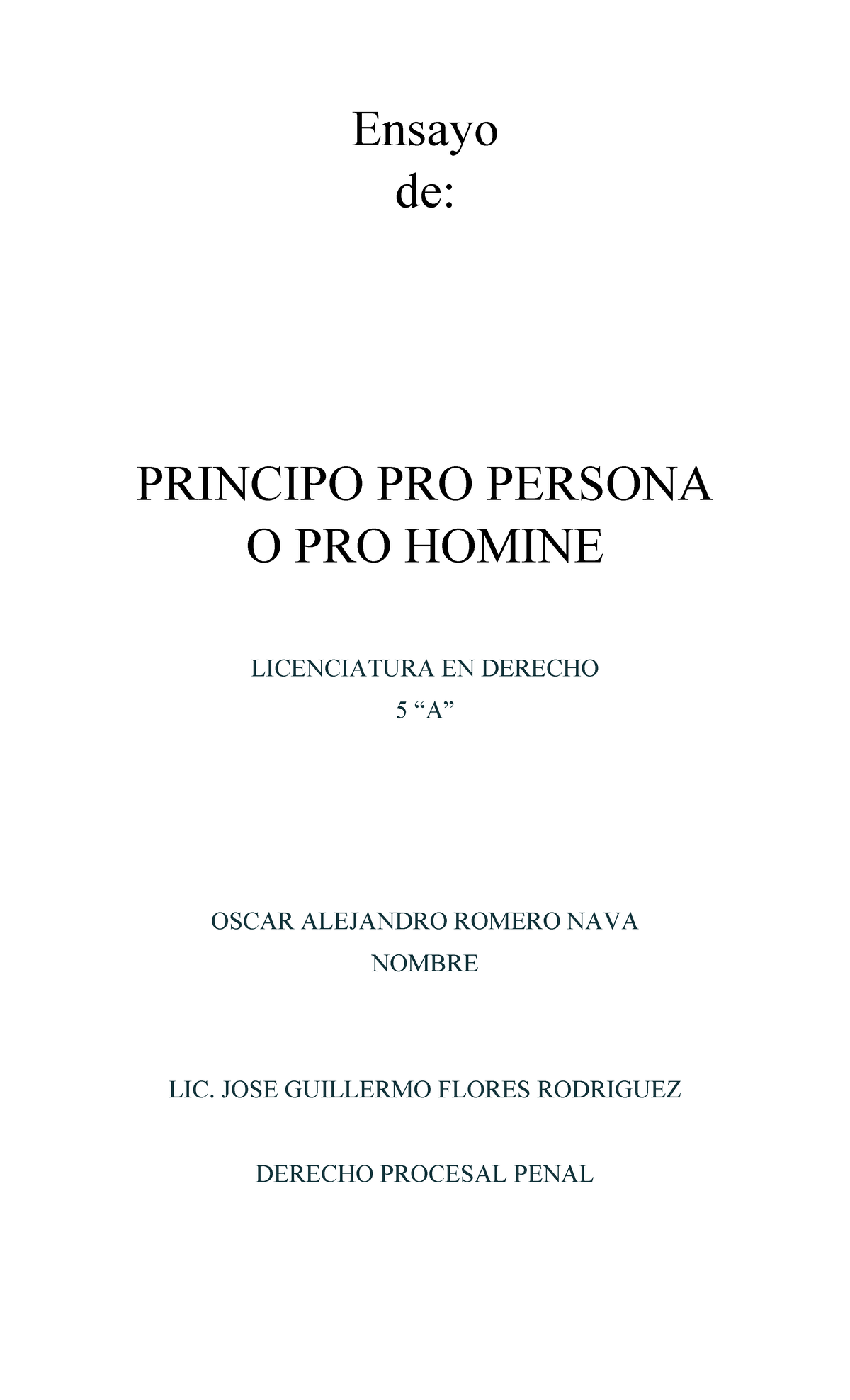Principo PRO Persona O PRO Homine - Ensayo de: PRINCIPO PRO PERSONA O ...