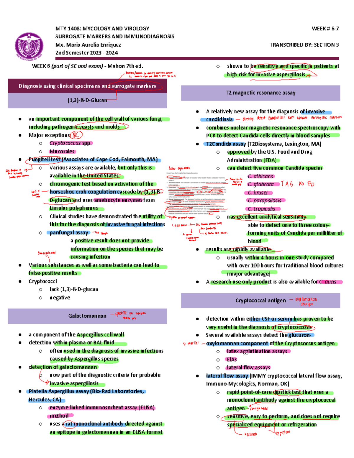 Microviro lesson 6 and 7 - MTY 1408: MYCOLOGY AND VIROLOGY WEEK # 6 ...
