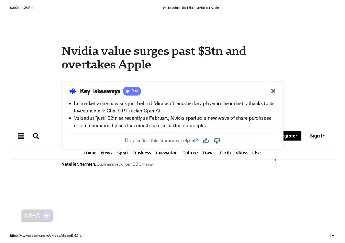 Nvidia value hits $3tn, overtaking Apple - Nvidia value surges past $3tn and overtakes Apple 14 ...