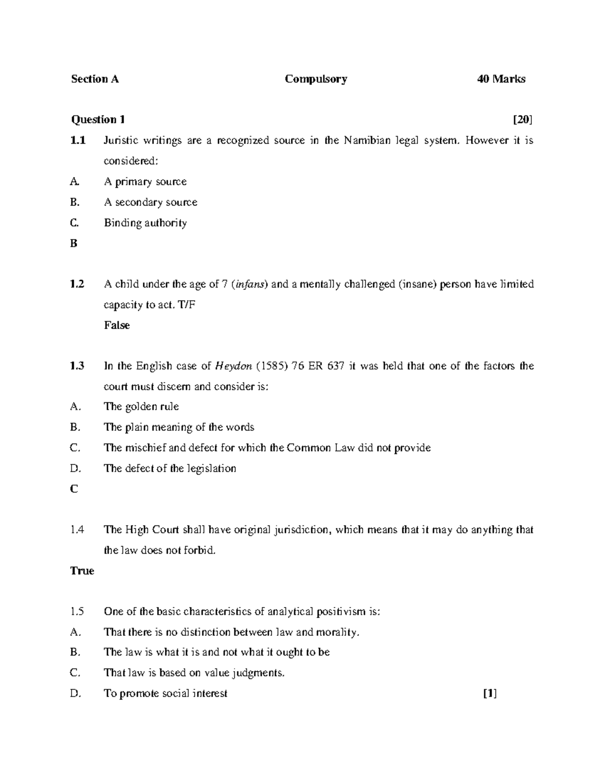 Basic principlesfoundations - Section A Compulsory 40 Marks Question 1 ...