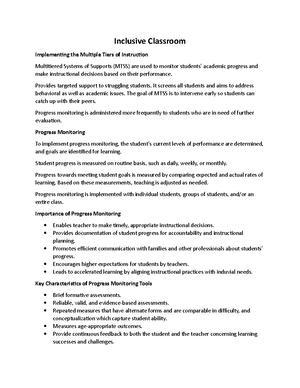 Inclusive Classroom Unit 2 Module 4 Notebook - - Studocu