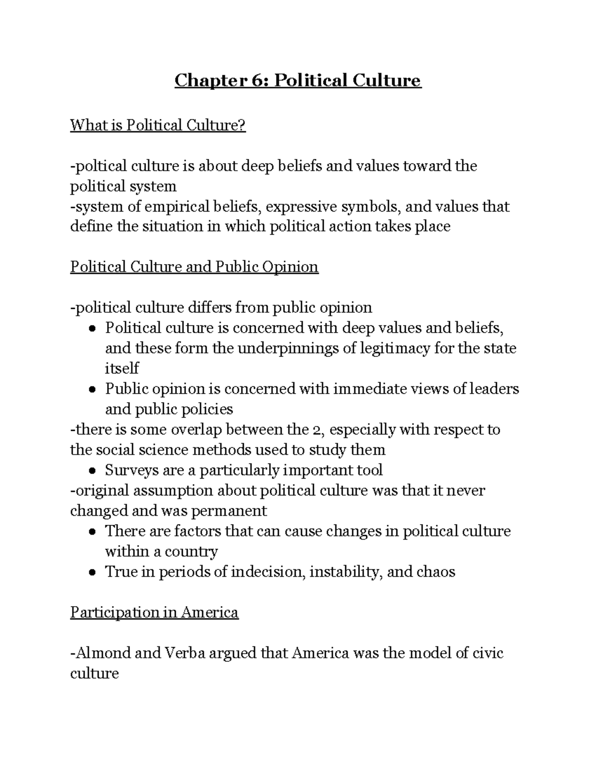 Chapter 6 Political Culture - Chapter 6: Political Culture What is ...