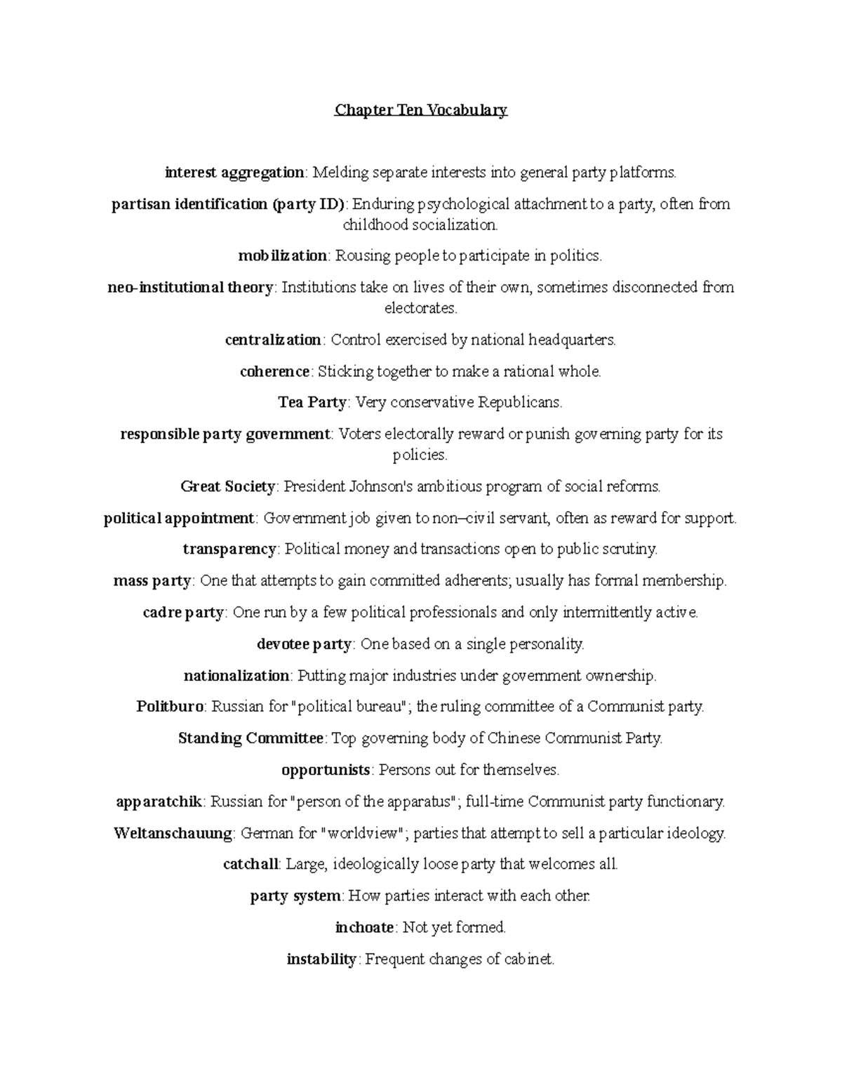 Chapter Ten Vocabulary - Chapter Ten Vocabulary interest aggregation ...