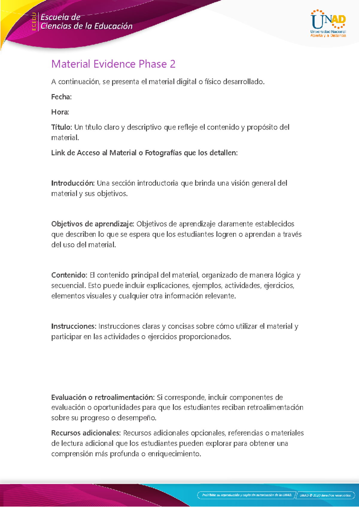 Formato 5 - Material Evidence Date Your Full Name ID Number - Material ...