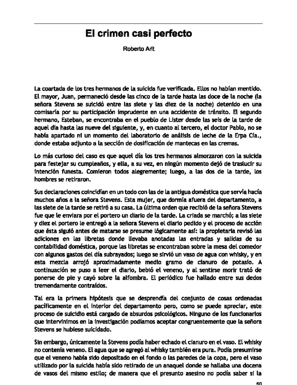 El crimen casi perfecto - Roberto Arlt - Desarrollo de Habilidades ...