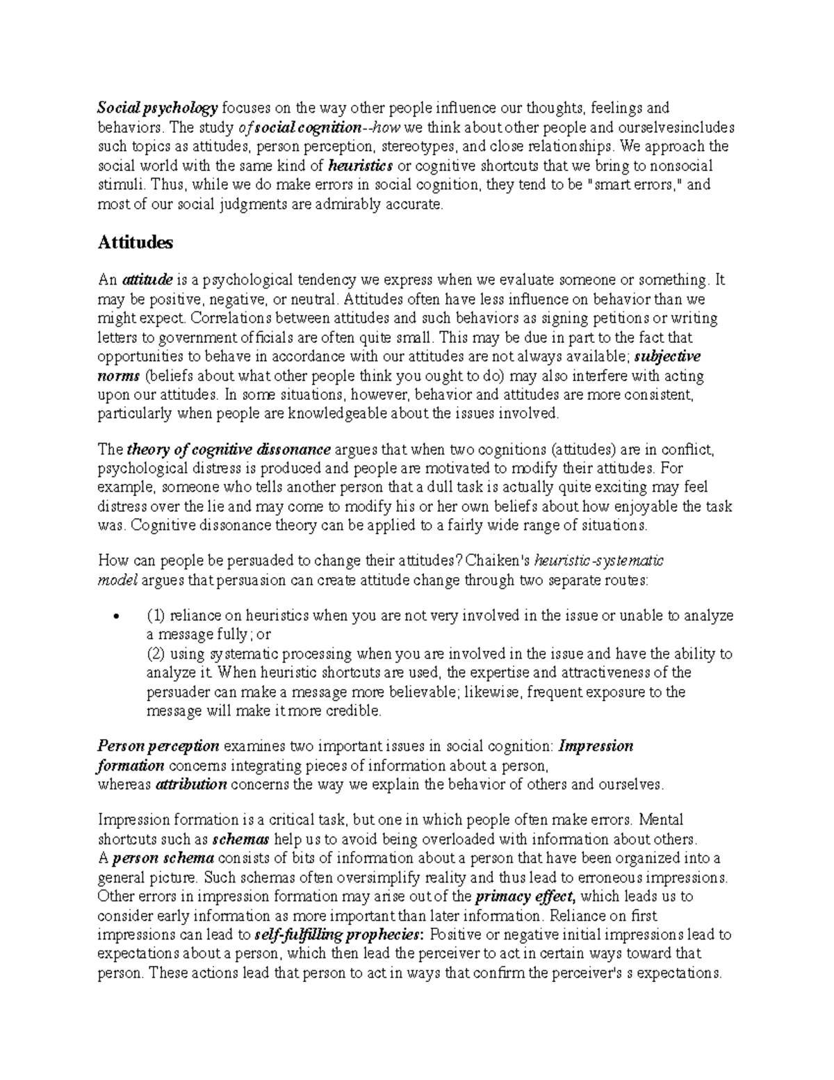 Psych 11 - Social psychology focuses on the way other people influence ...