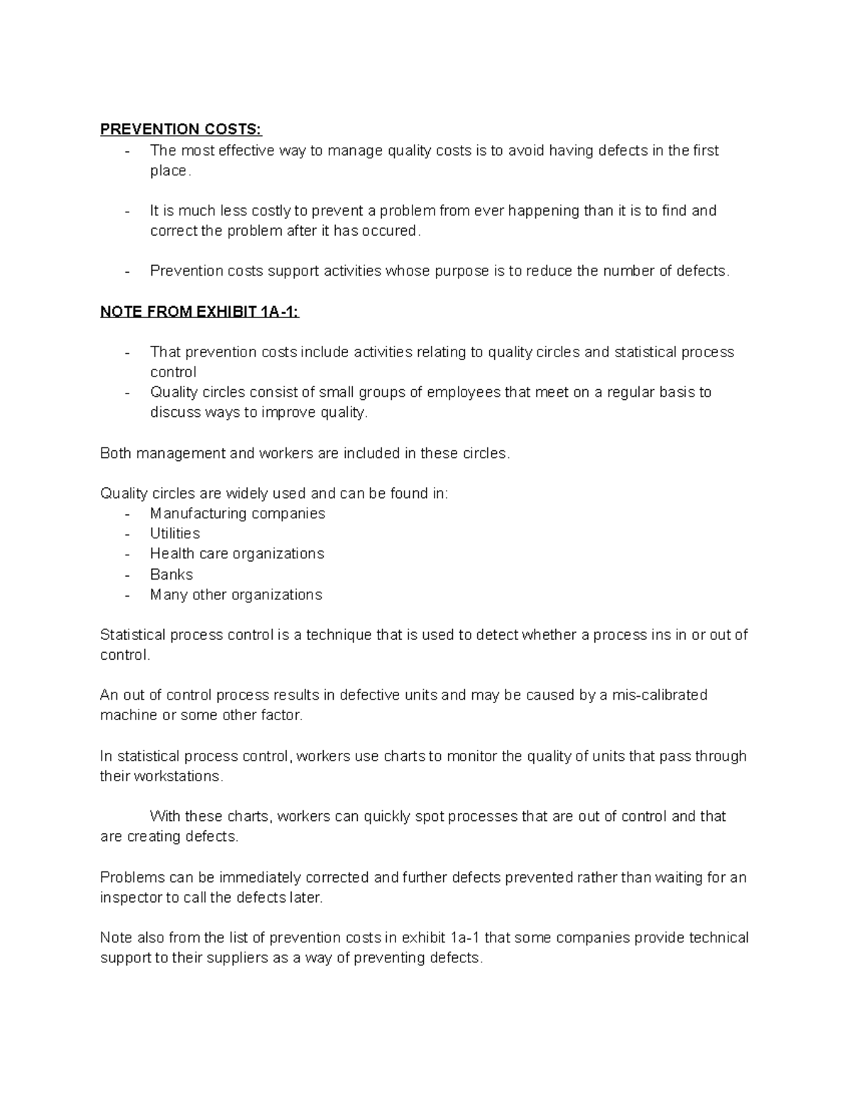 Prevention Costs - PREVENTION COSTS: - The most effective way to manage ...