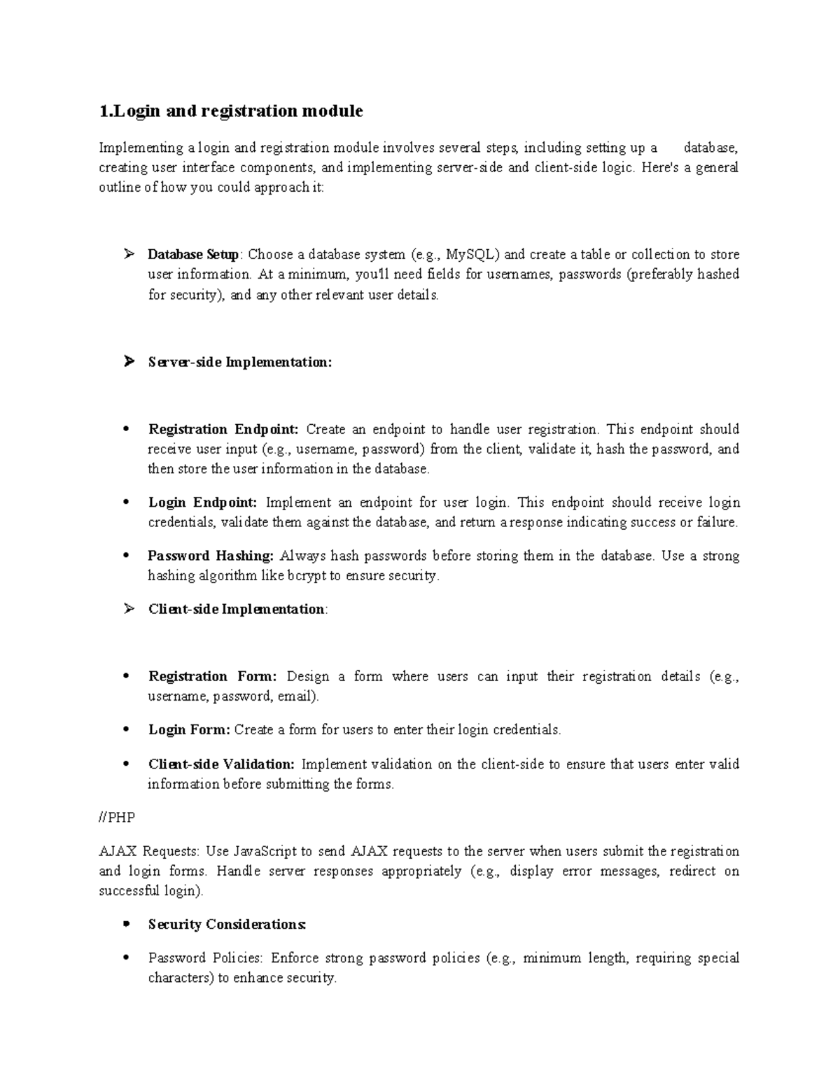 Modulwise implemetation report - 1 and registration module Implementing ...