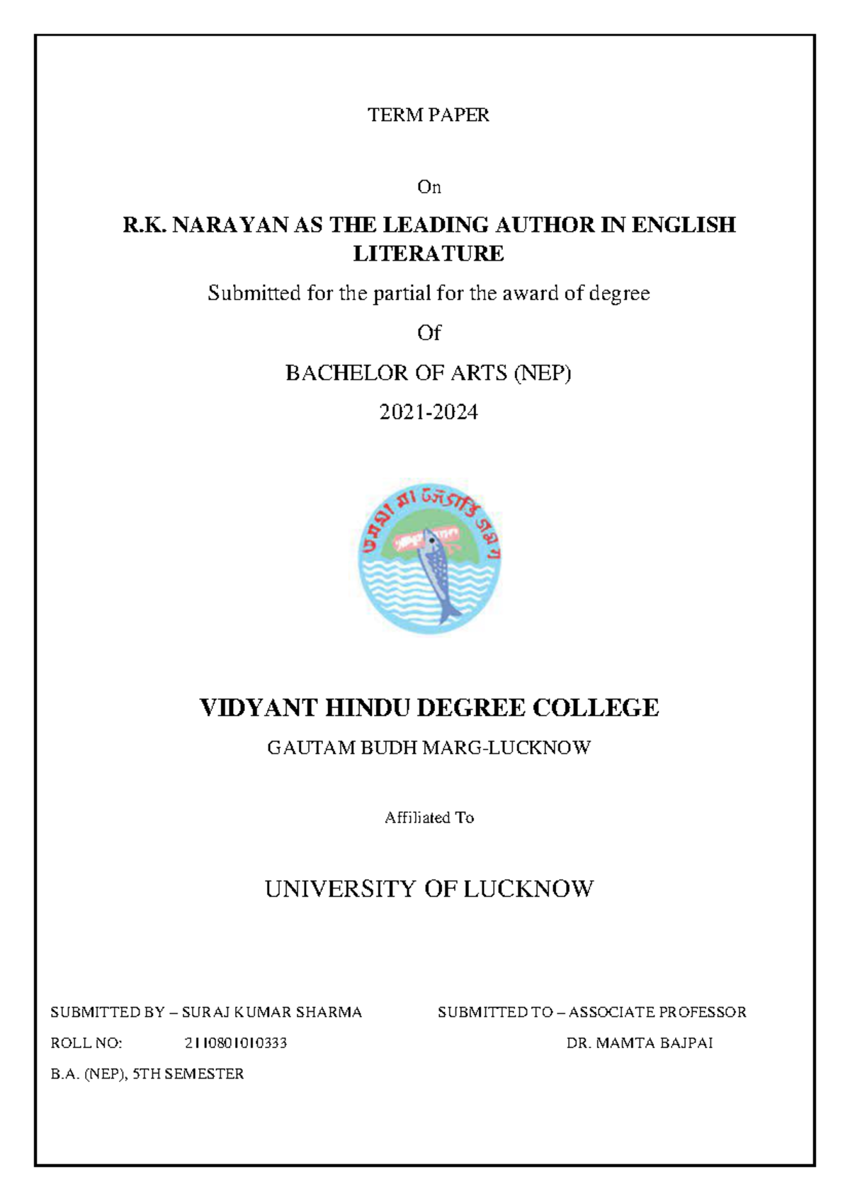 R.k narayan artical - TERM PAPER On R. NARAYAN AS THE LEADING AUTHOR IN ...