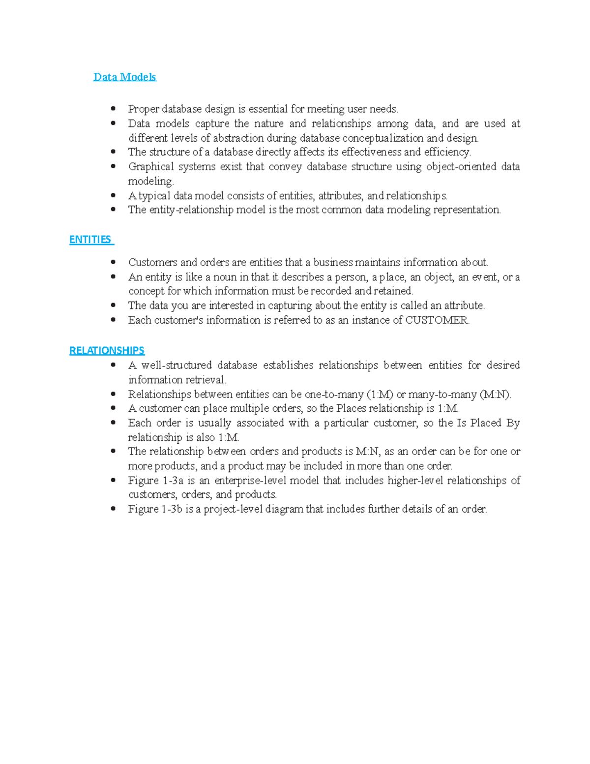 Lecture #5 - Data Models Proper database design is essential for meeting user needs. Data models ...