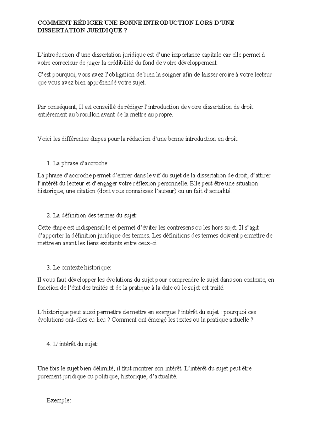 Comment Rédiger UNE Bonne Introduction LORS D - COMMENT RÉDIGER UNE ...