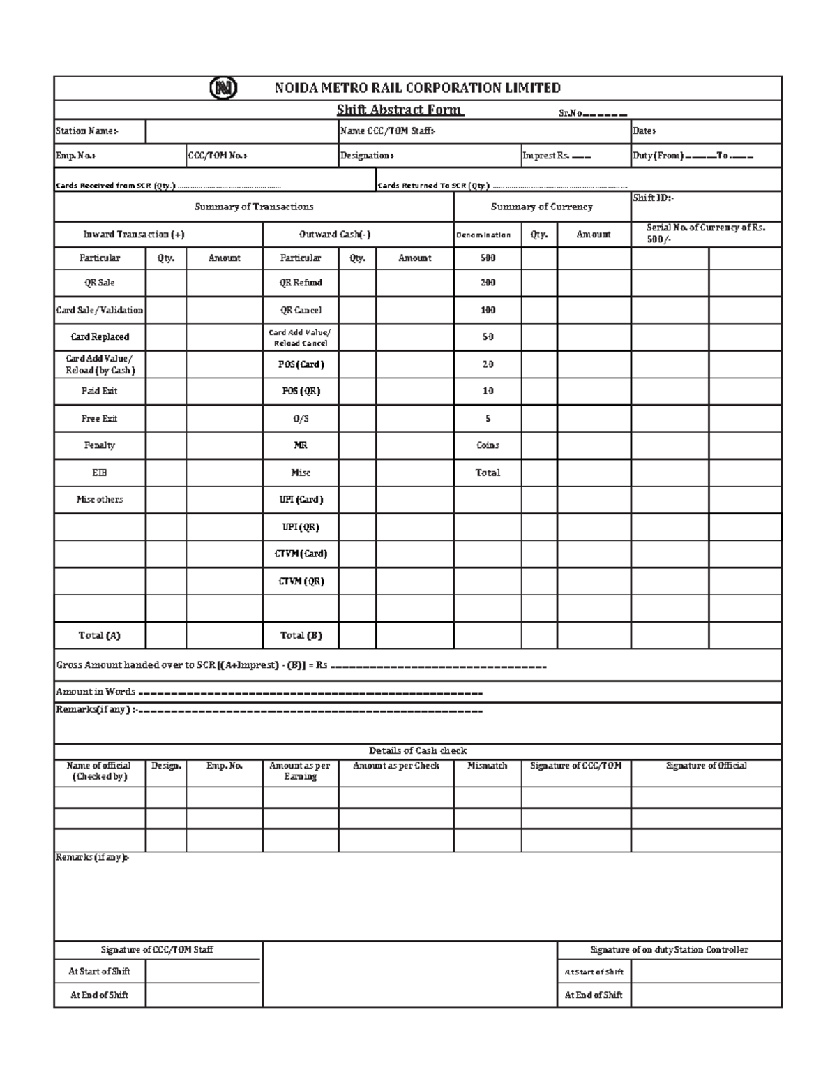SAF Format pdf - sdfsf - Denomination Qty. Amount Particular Particular ...