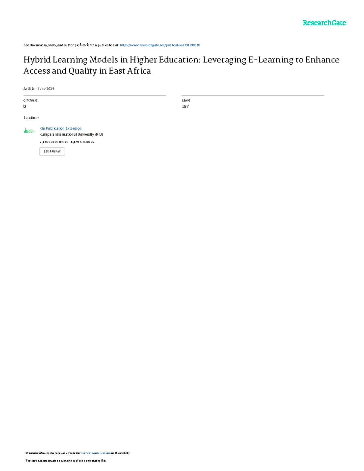 Hybrid Learning Modelsin Higher Education Leveraging E-Learningto ...