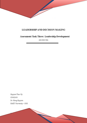 A3- Leadership development - TABLE OF CONTENTS - Studocu