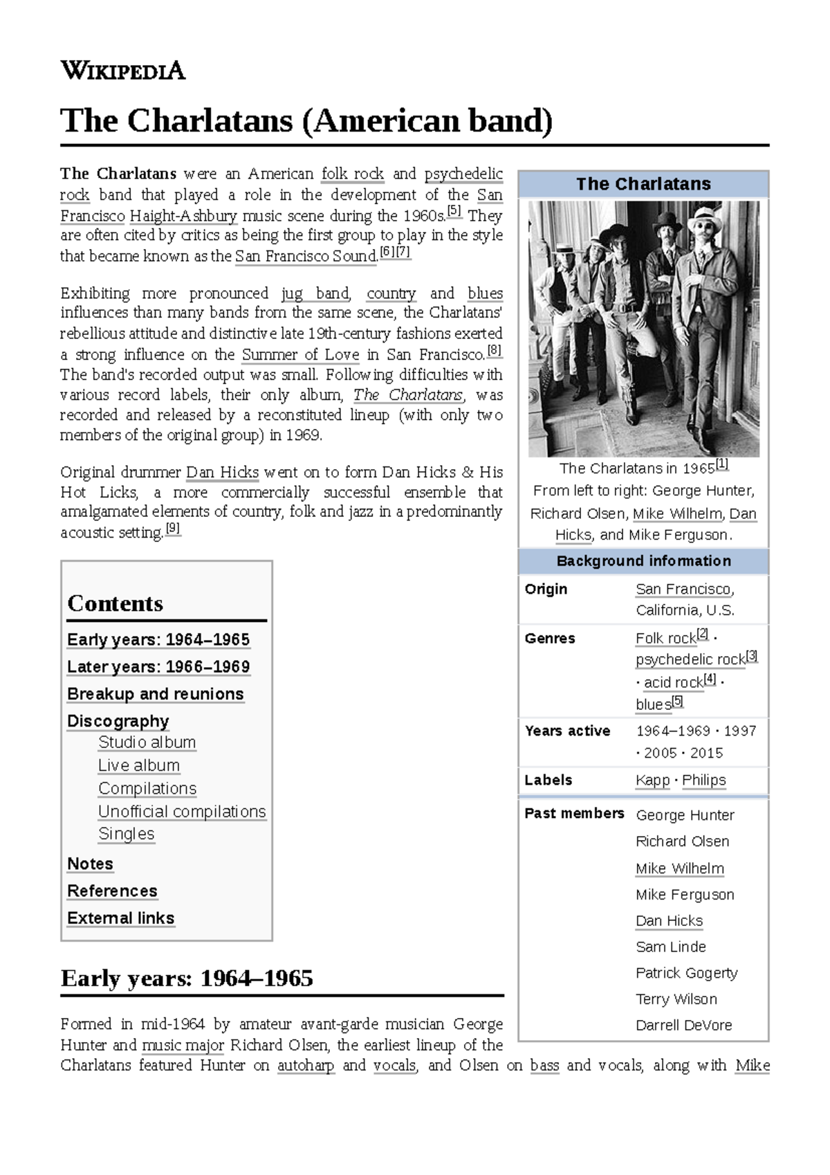 The Charlatans (American band) - The Charlatans The Charlatans in 1965 ...