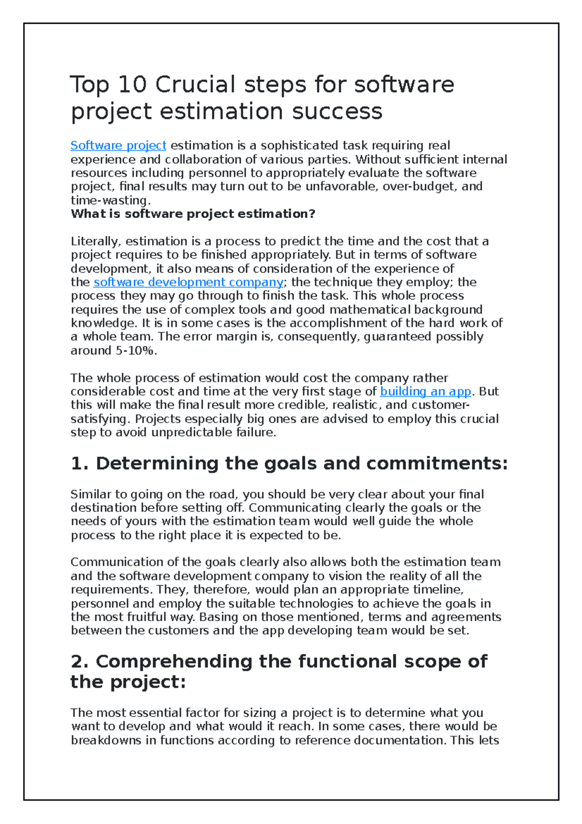 Software project estimation success - Top 10 Crucial steps for software ...