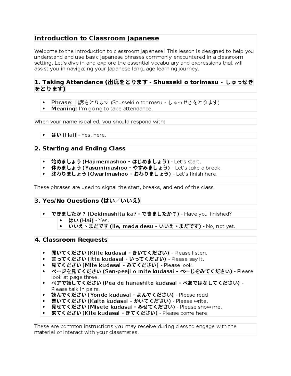 Starter Irodori BOOK Session 0 - Introduction to Classroom Japanese ...